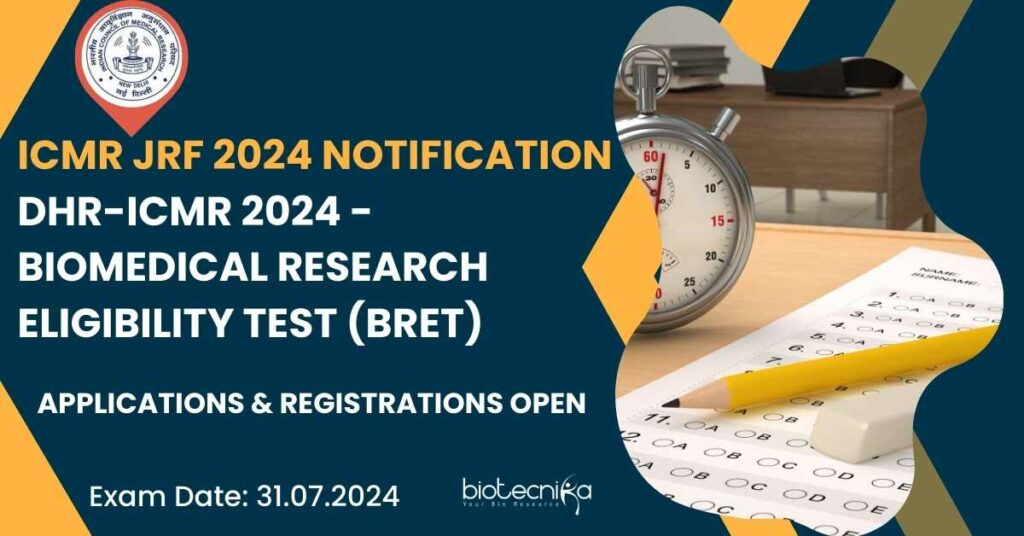 ICMR JRF 2024 Notification | DHR-ICMR 2024 - (BRET) | Apply